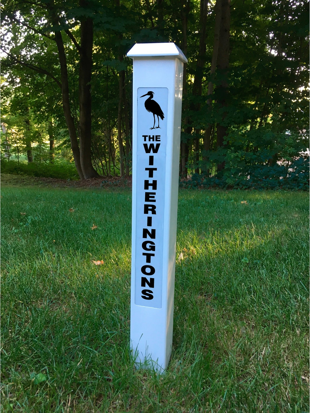 Solar BACKLIT FAMILY NAME Sign Post, White or Stone Look, 1 or 2 Sided ...