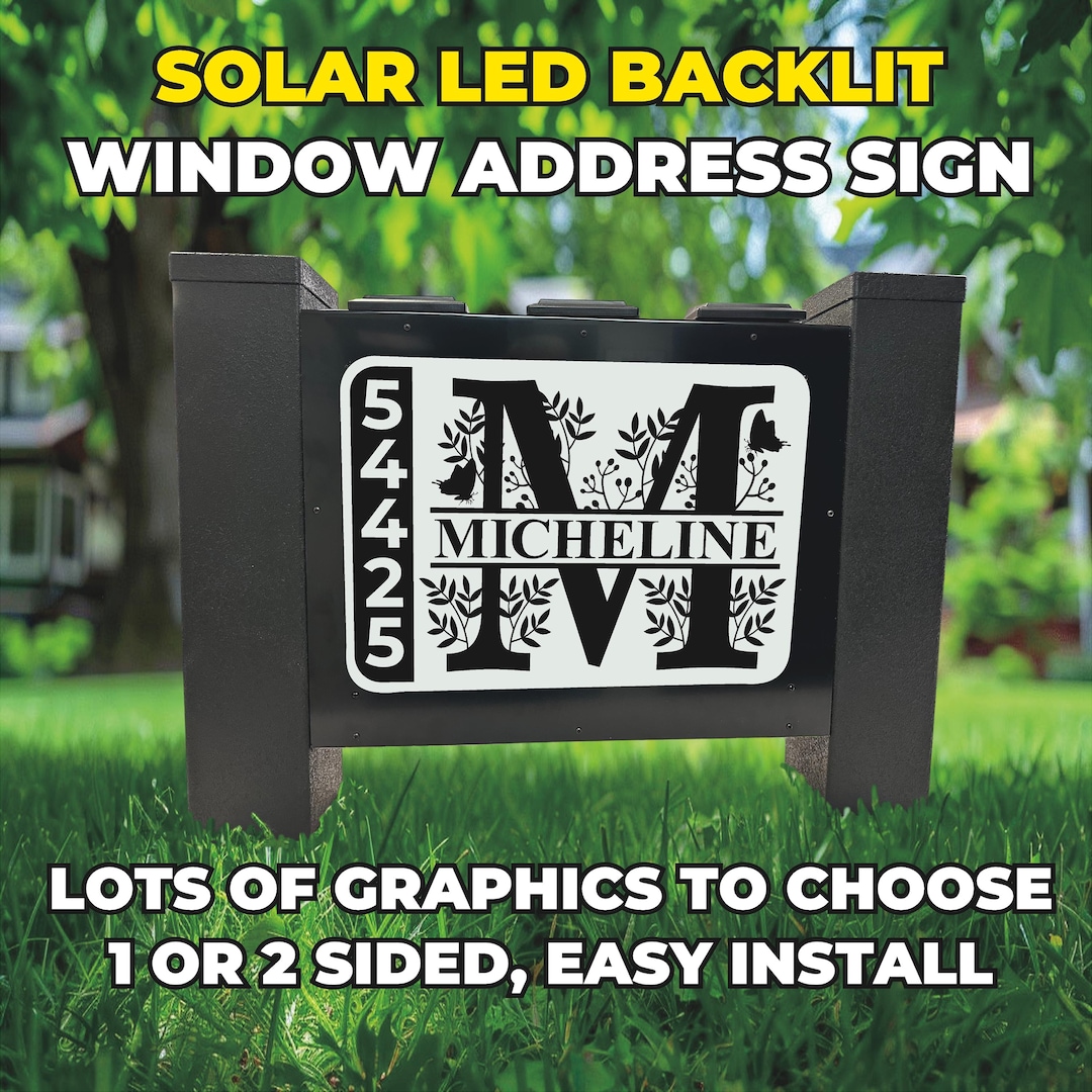 Solar LED Address Sign, Modern Style (outdoor, 1 or 2 Sided) - Etsy
