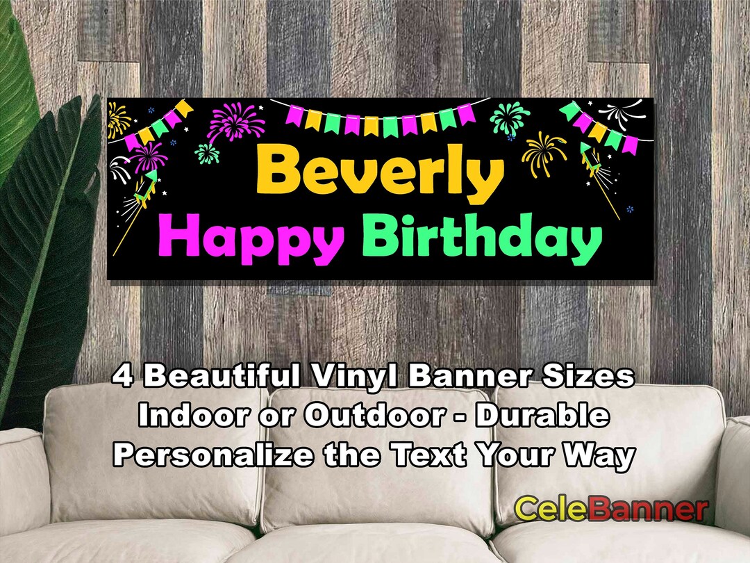 Personalized Happy Birthday Vinyl Banner, Custom Party Decoration ...