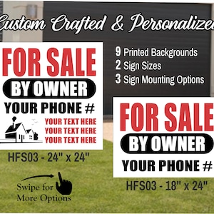 HOME FOR SALE by Owner Sign | Custom Real Estate Yard Sign | for Sale ...