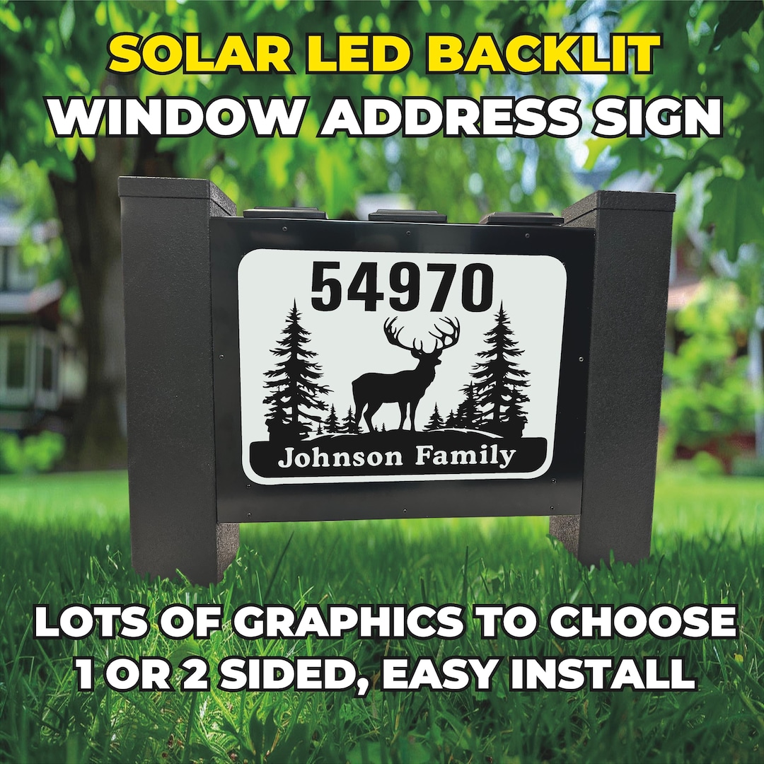 Solar Power Address Sign | LED Lighted Window Street Number | Beautiful ...