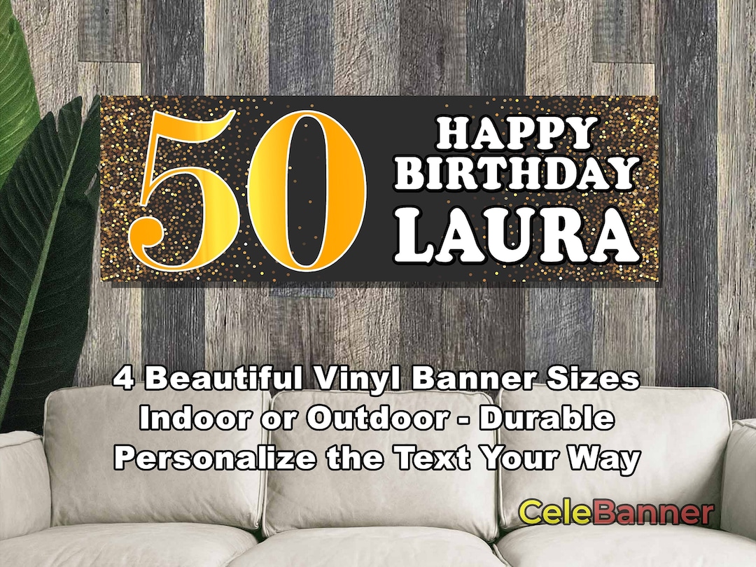 BIRTHDAY BANNER SIGN, 4 Sizes, Custom Personalized Vinyl Indoor/outdoor ...