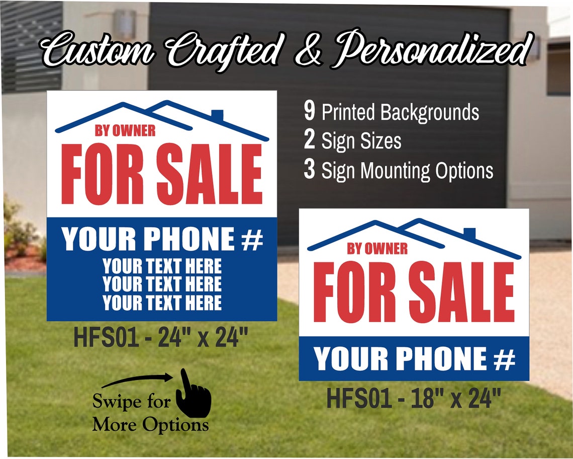 HOME FOR SALE By Owner Sign Custom Real Estate Yard Sign | Etsy
