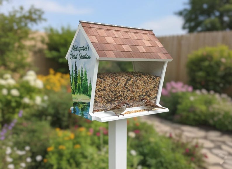 Personalized Bird Feeder: Custom Name With 9 Graphic Designs, Hanging ...