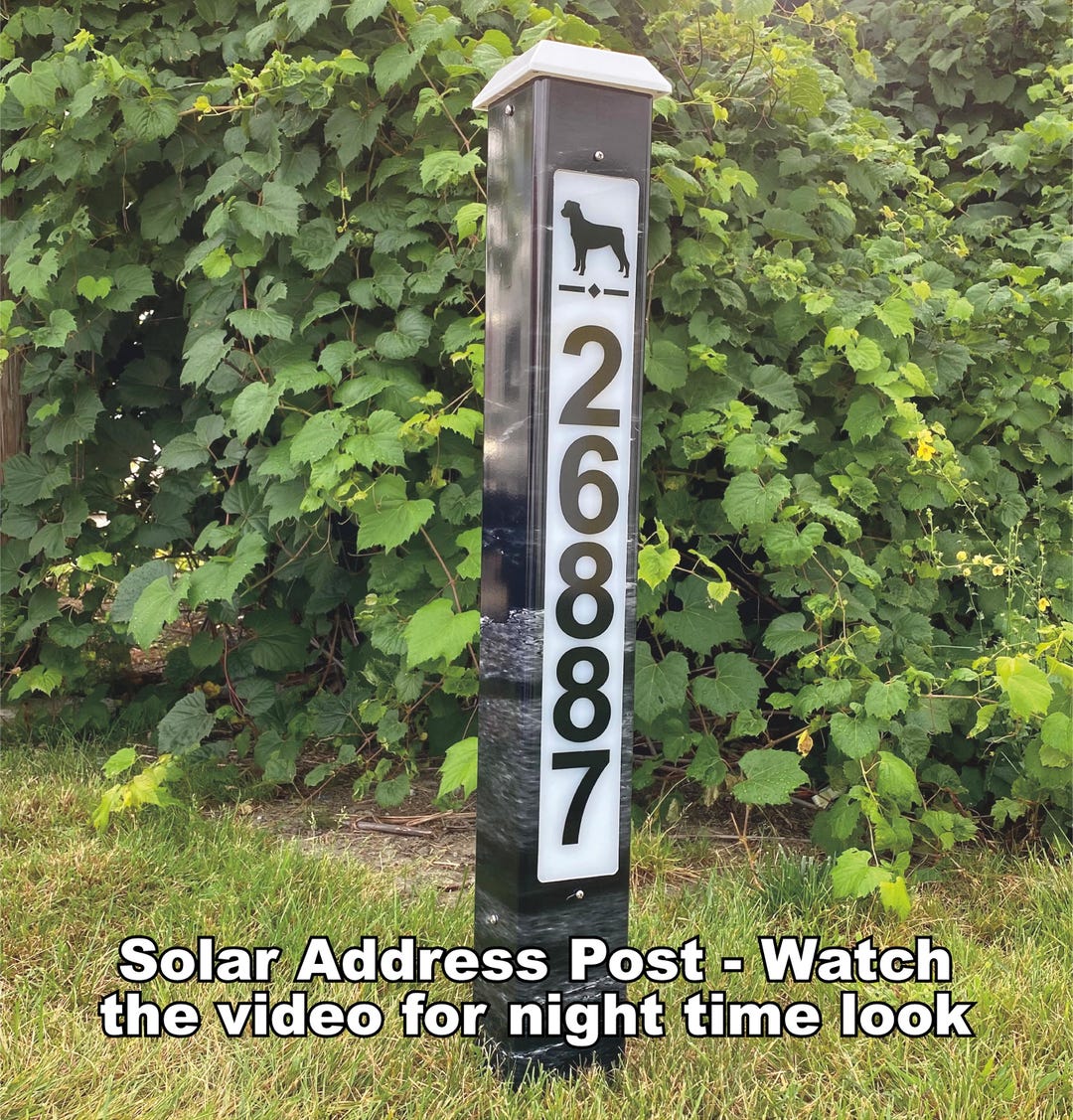 Solar Lighted Address Sign Post - Premium - Wrapped or White Colors, 4 ...