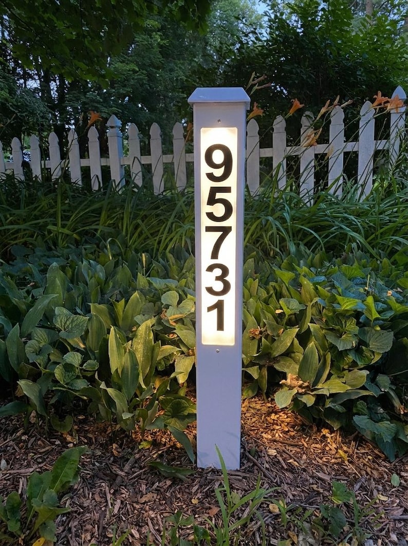 Solar LED Address Sign: Tall, Weatherproof, Illuminated - Etsy