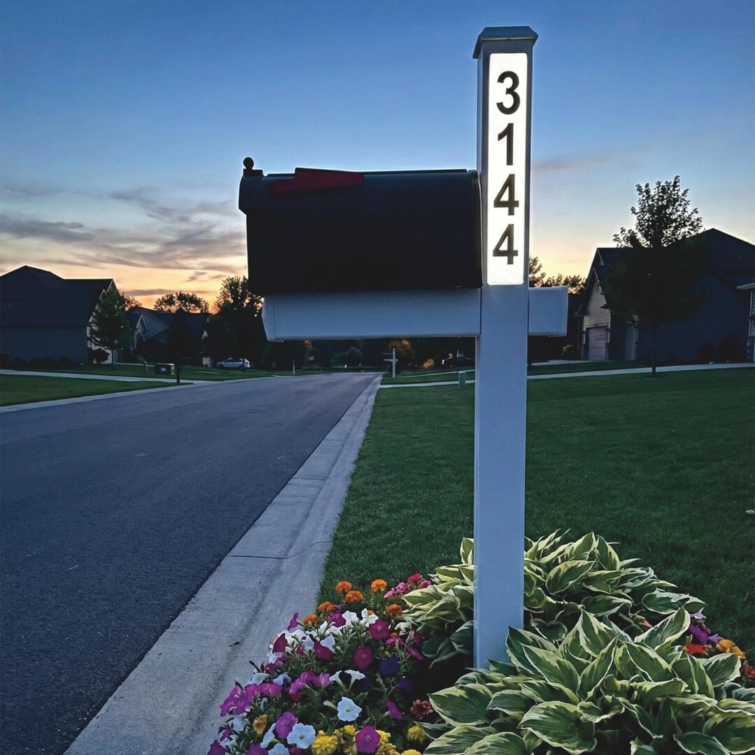 Mailbox Post - Solar Illuminated Address Window: 13 Colors, LED Lighted ...