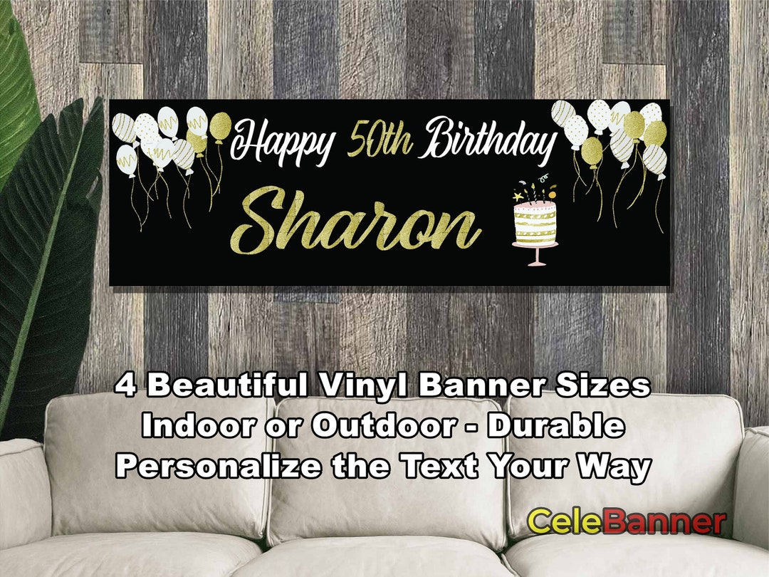 HAPPY BIRTHDAY BANNER, 4 Sizes, Custom Personalized Vinyl Indoor ...