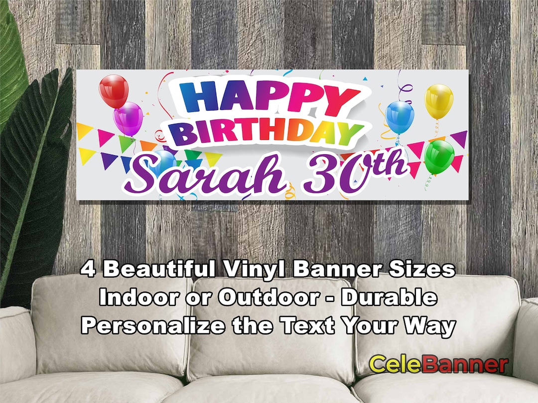 Personalized Happy Birthday Vinyl Banner, Custom Party Decoration ...