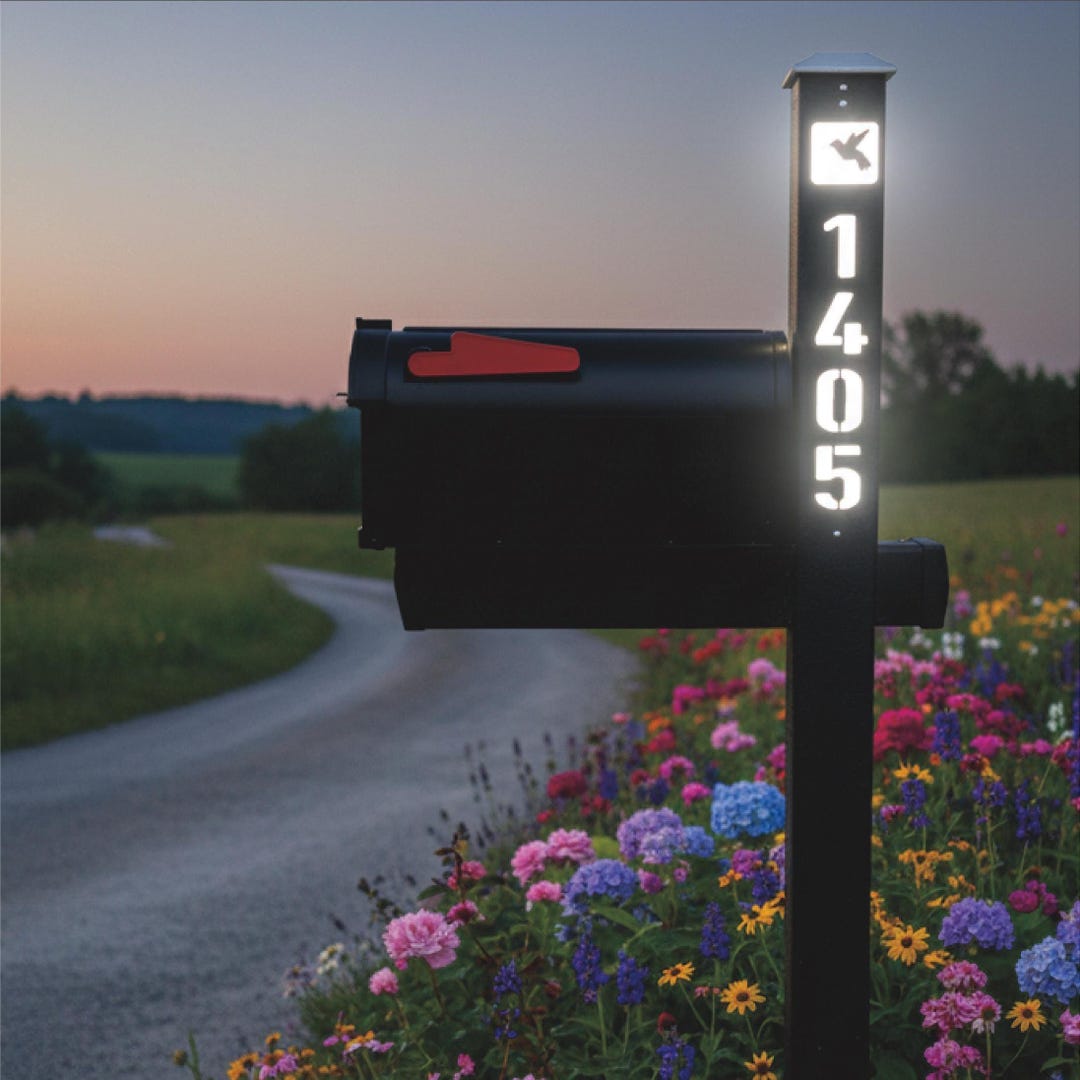 Solar LED Number Mailbox Post, Backlit Cutout Address Numbers (12 Color ...