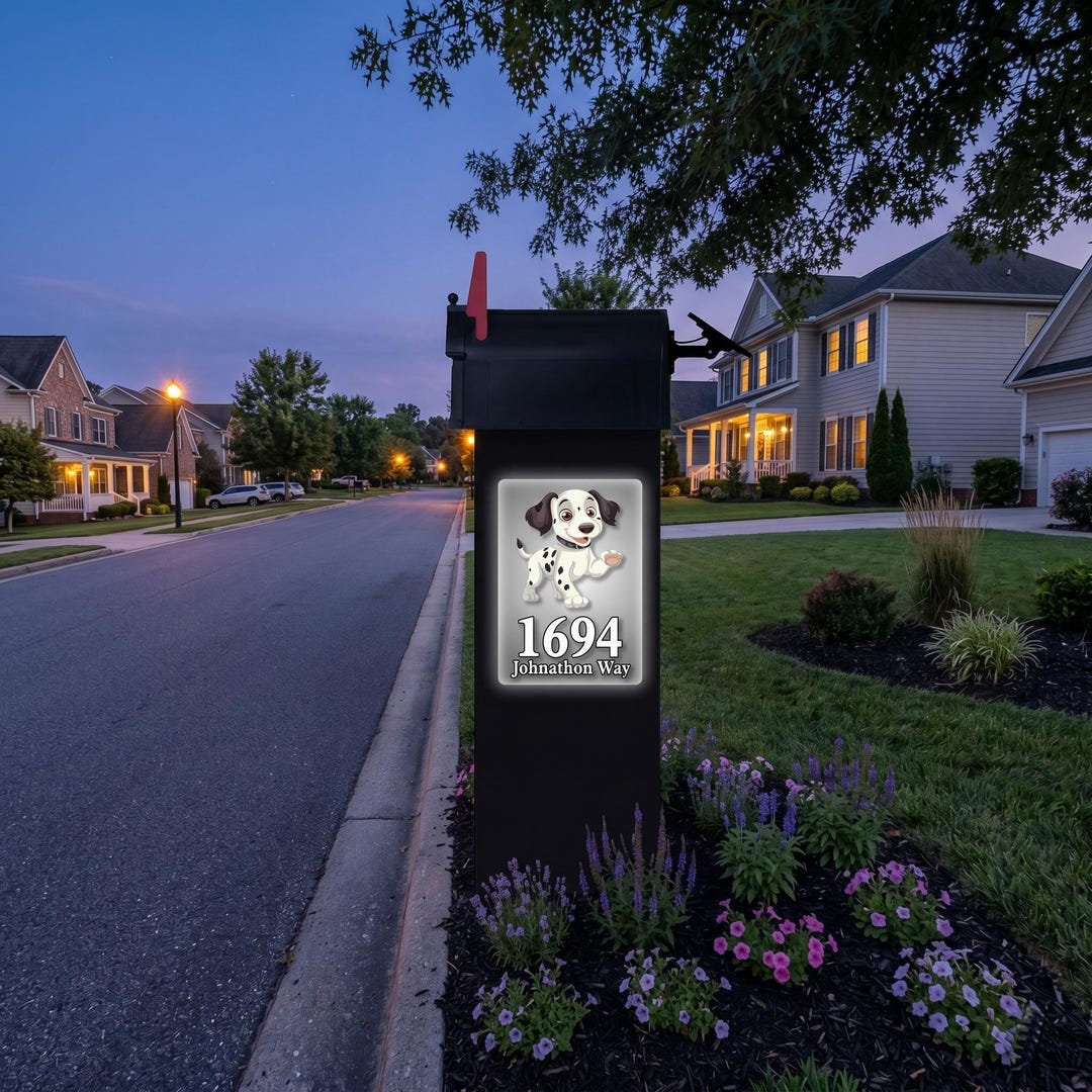Solar Lit Mailbox Post: Outdoor Window Address Sign (personalized, Rust ...