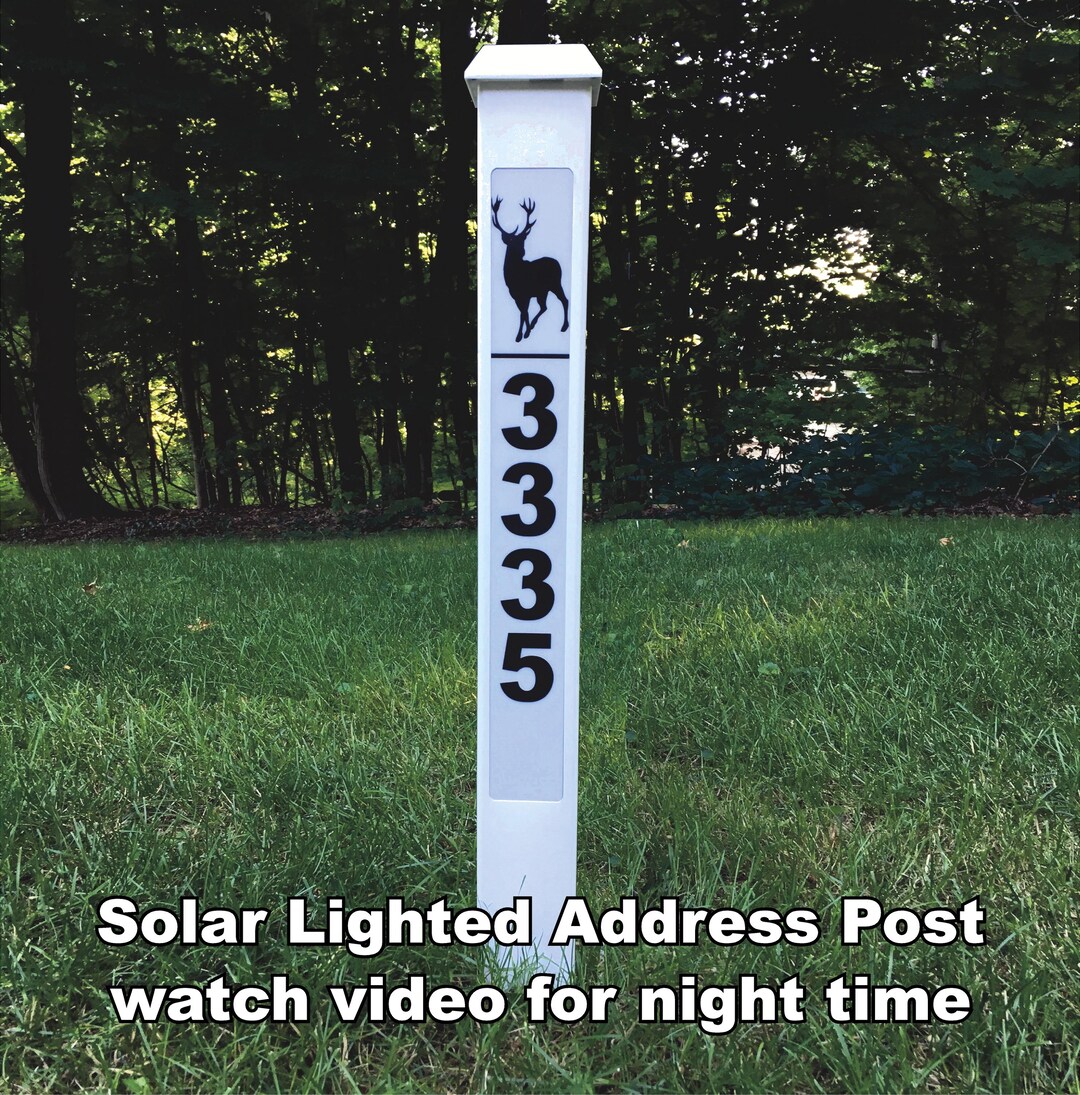 Tall Solar Address Sign, LED Lighted Premium Street Number, Wrapped or ...