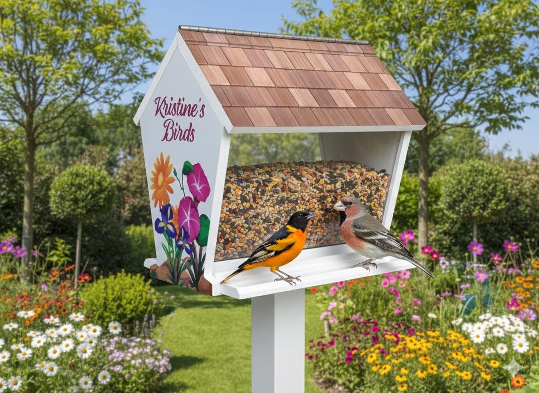 Custom Bird Feeder - Personalized With Name and Decorative Art, Hanging ...