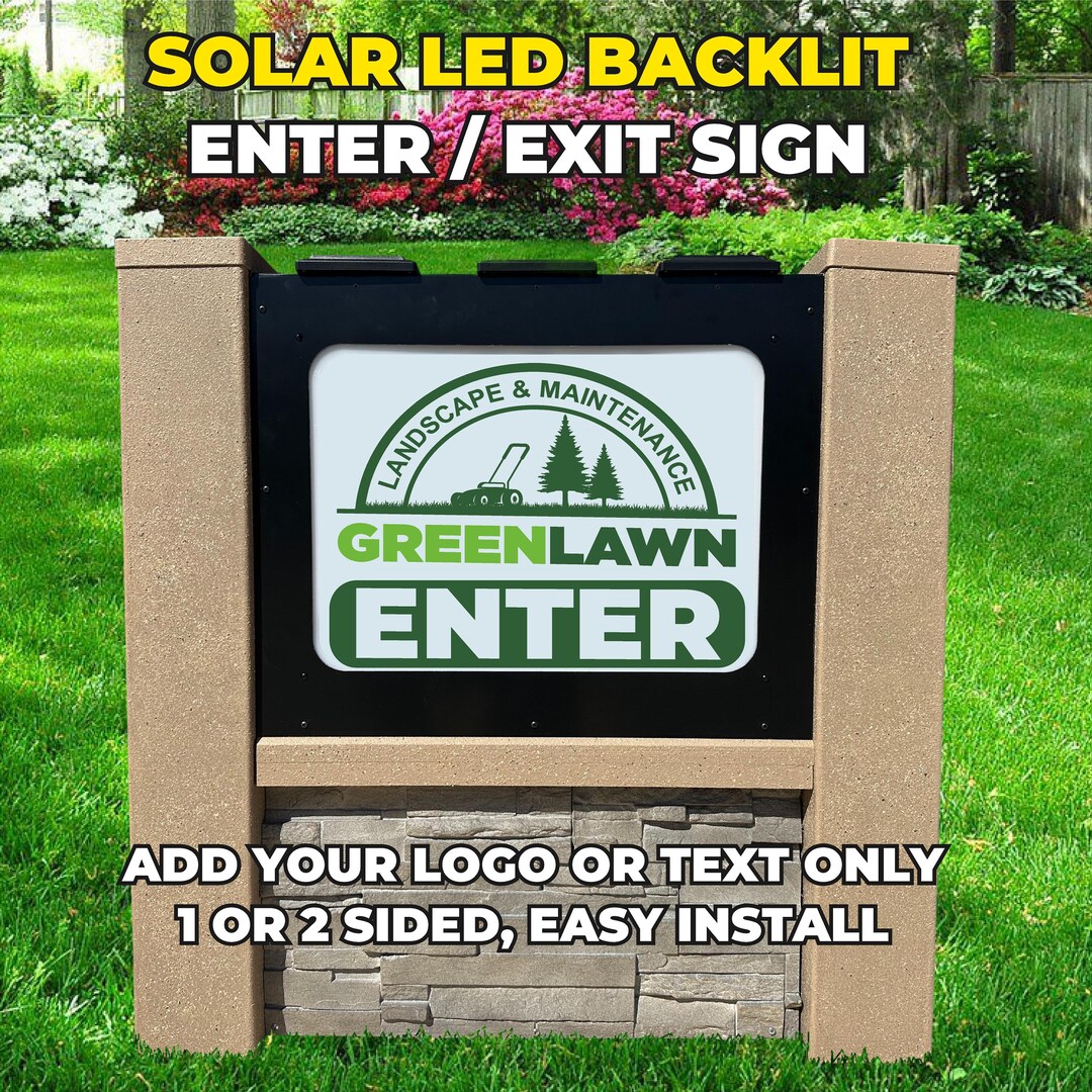 Solar LED Backlit Address Sign, Faux Stone Base (1 or 2 Sided, 32" Tall ...