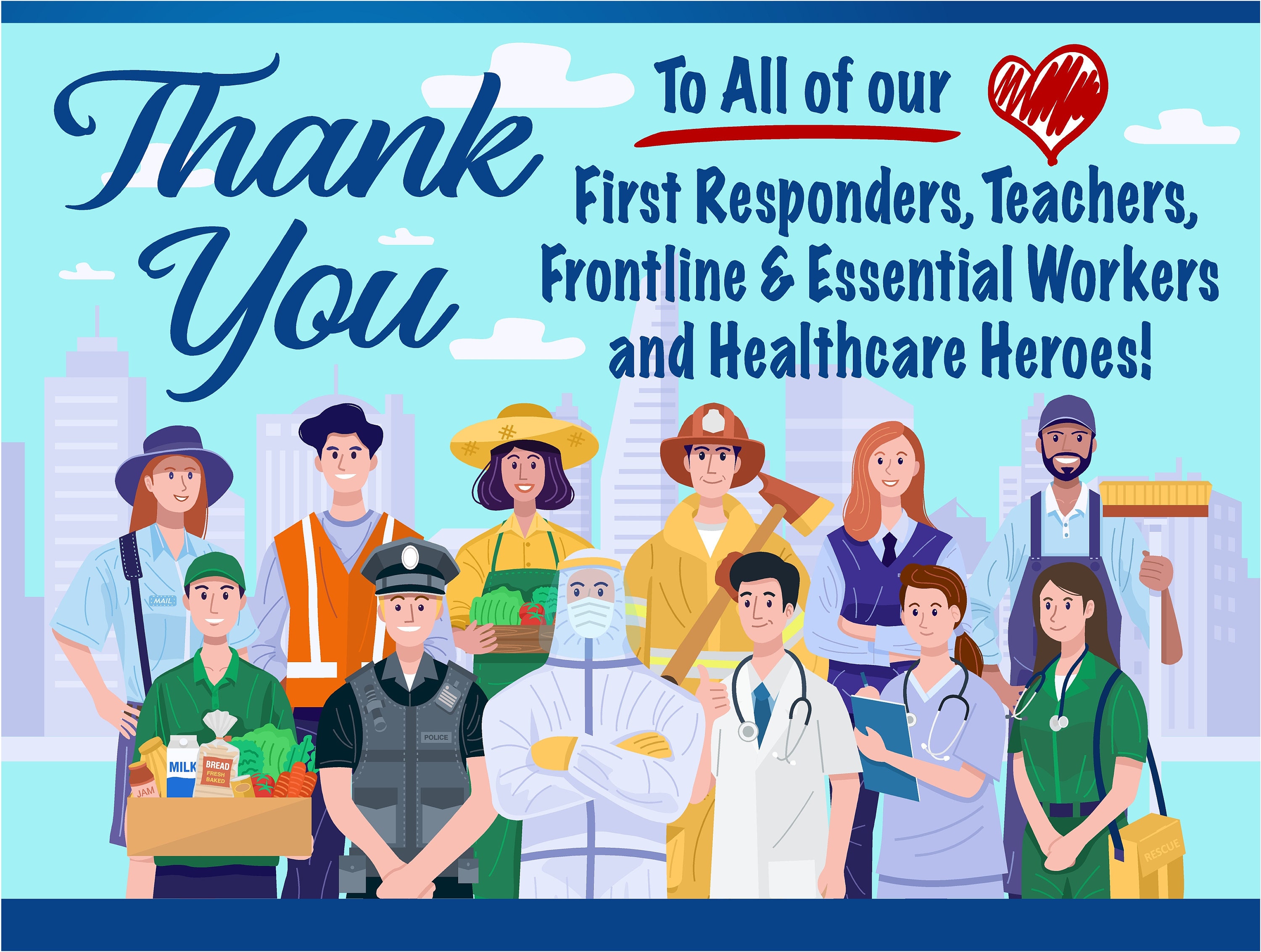 Thank You Essential Workers Yard Sign All First Responders | Etsy