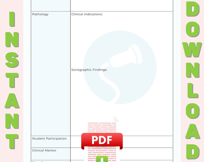 Digital Ultrasound Log Sheet, Sonography101, Ultrasound Student ...