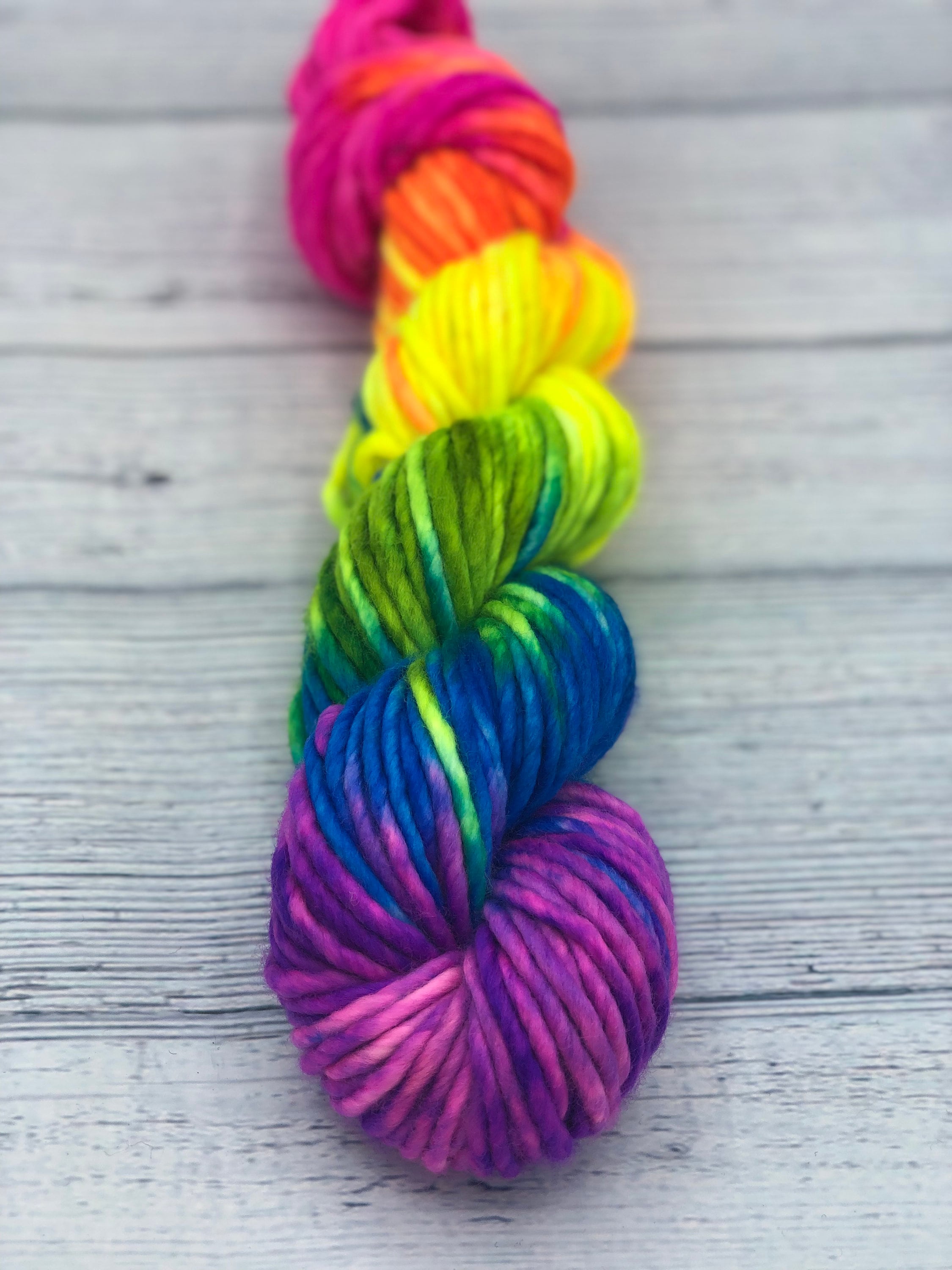 Hand Dyed Variegated Fluorescent Neon Rainbow Sock Dk Bulky | Etsy