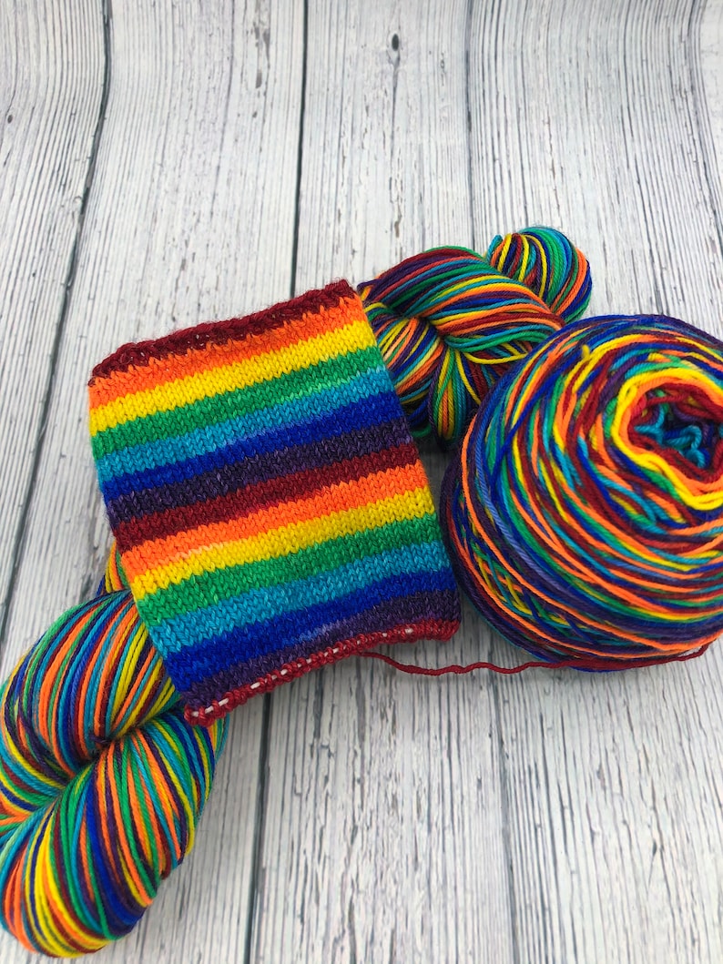Hand Dyed Self Striping Rainbow Sock Yarn 2 - Etsy