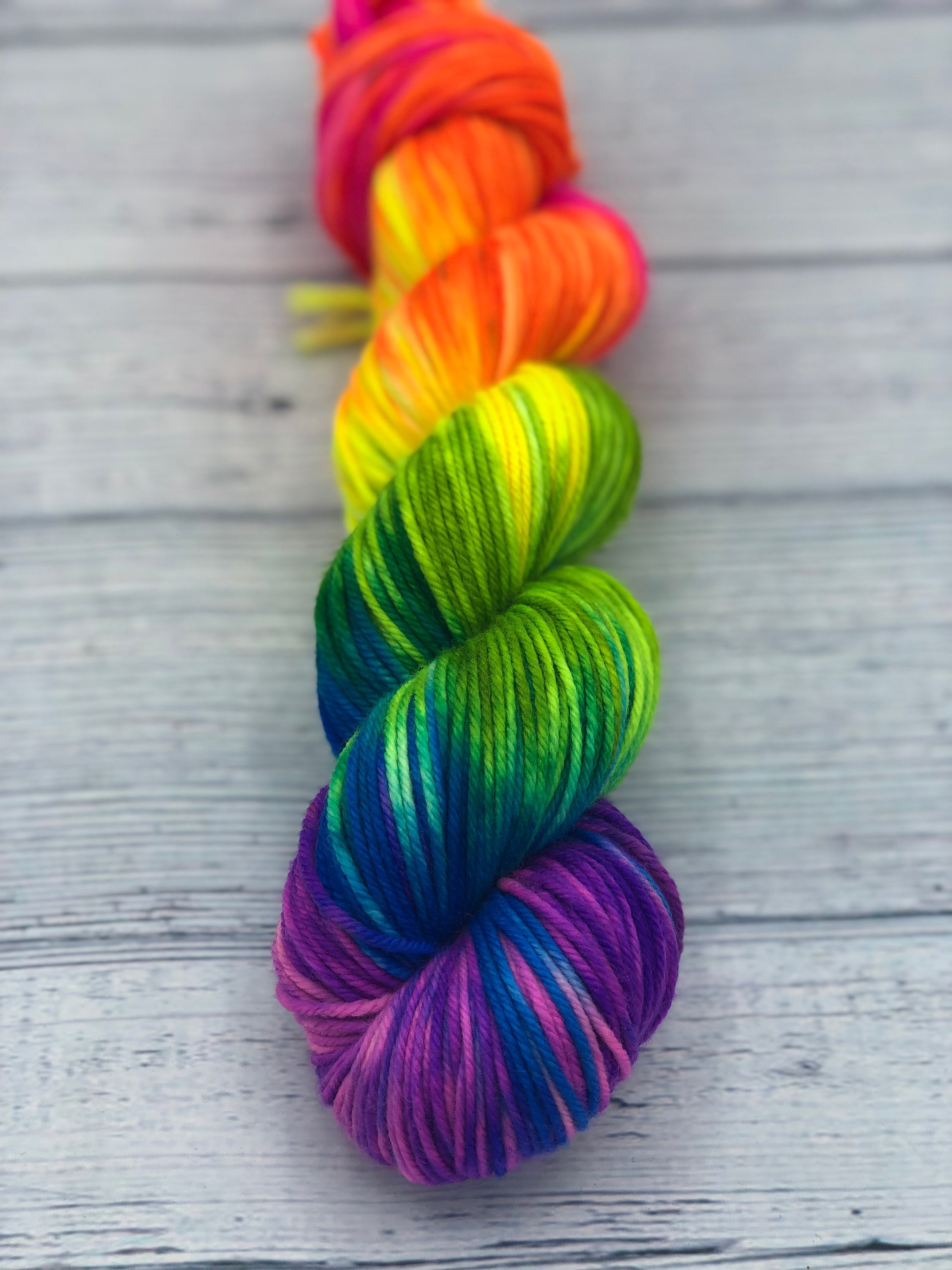 Hand Dyed Variegated Fluorescent Neon Rainbow Sock Dk Bulky - Etsy