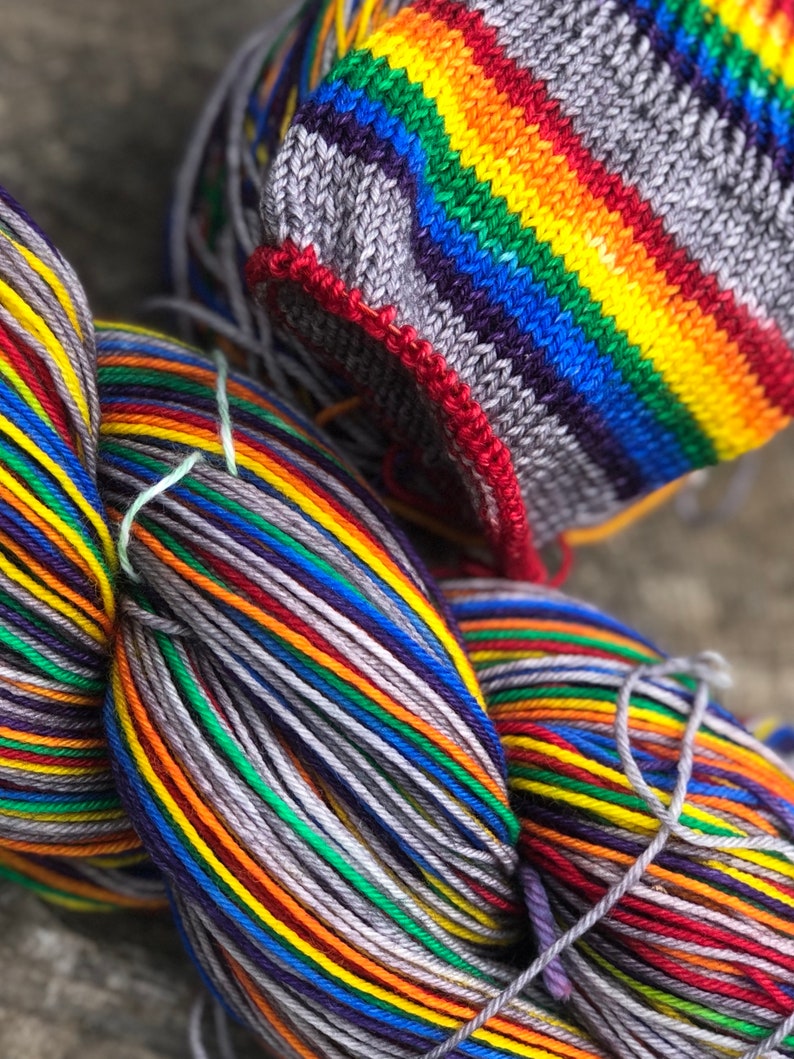 Hand Dyed Rainbow Self Striping Sock Yarn - Etsy