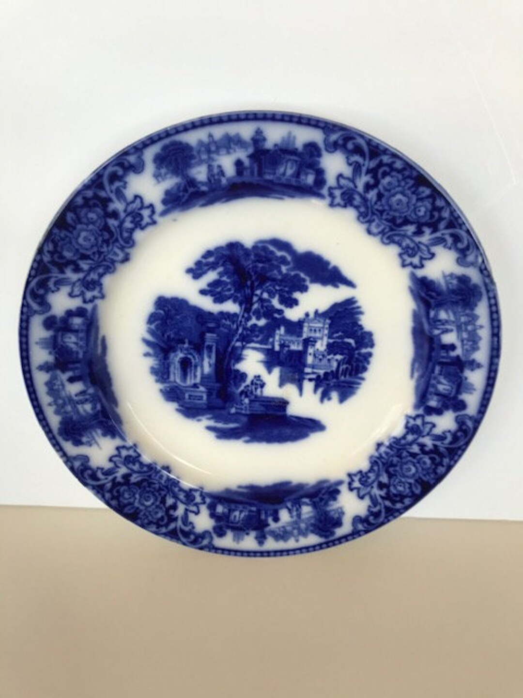 Antique Blue Flow Plate WH Grindley - Etsy