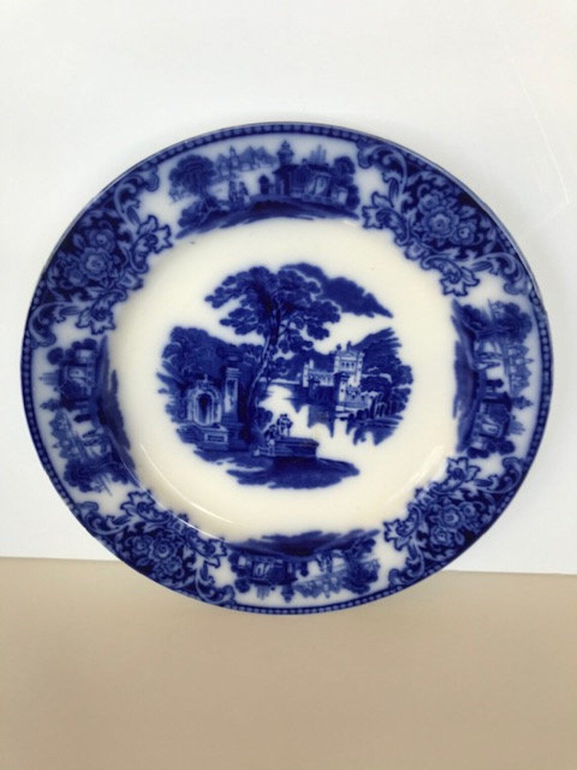 Antique Blue Flow Plate WH Grindley - Etsy