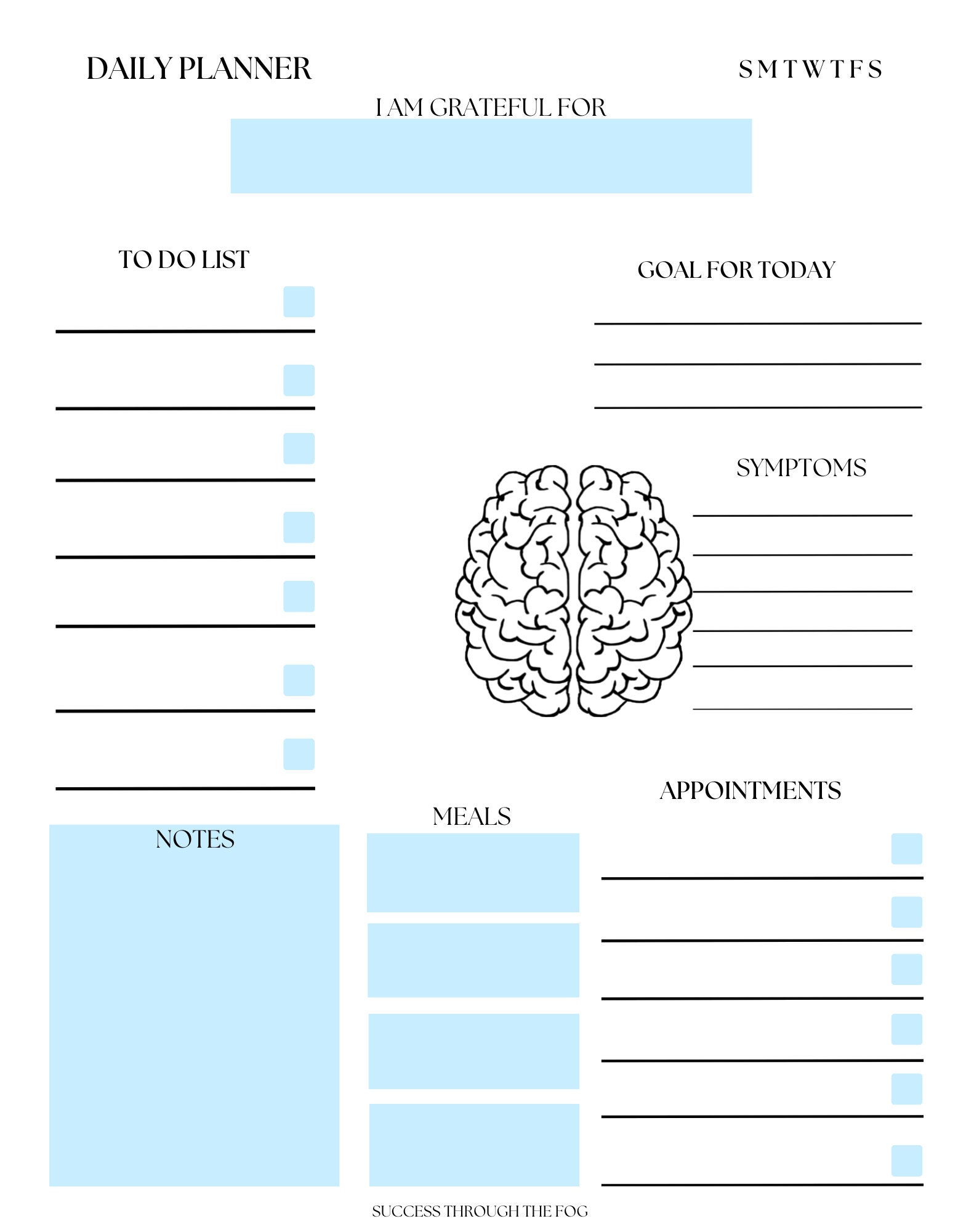 Printable Brain Injury Daily Planner - Etsy