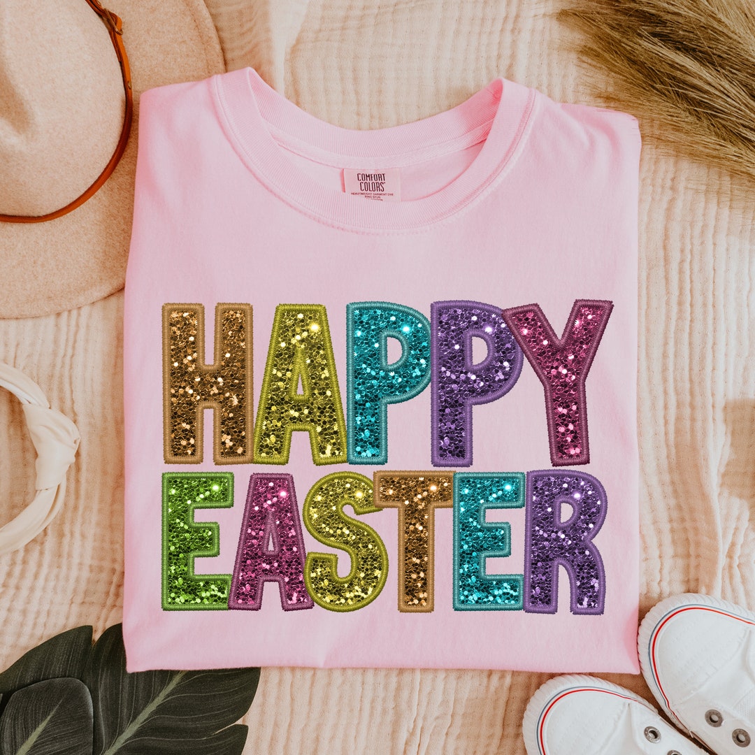 Easter Comfort Colors® Shirt - Happy Easter Faux Sequins Shirt - Easter ...