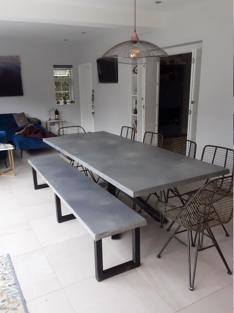 Large Concrete Dining Table and Bench - Etsy
