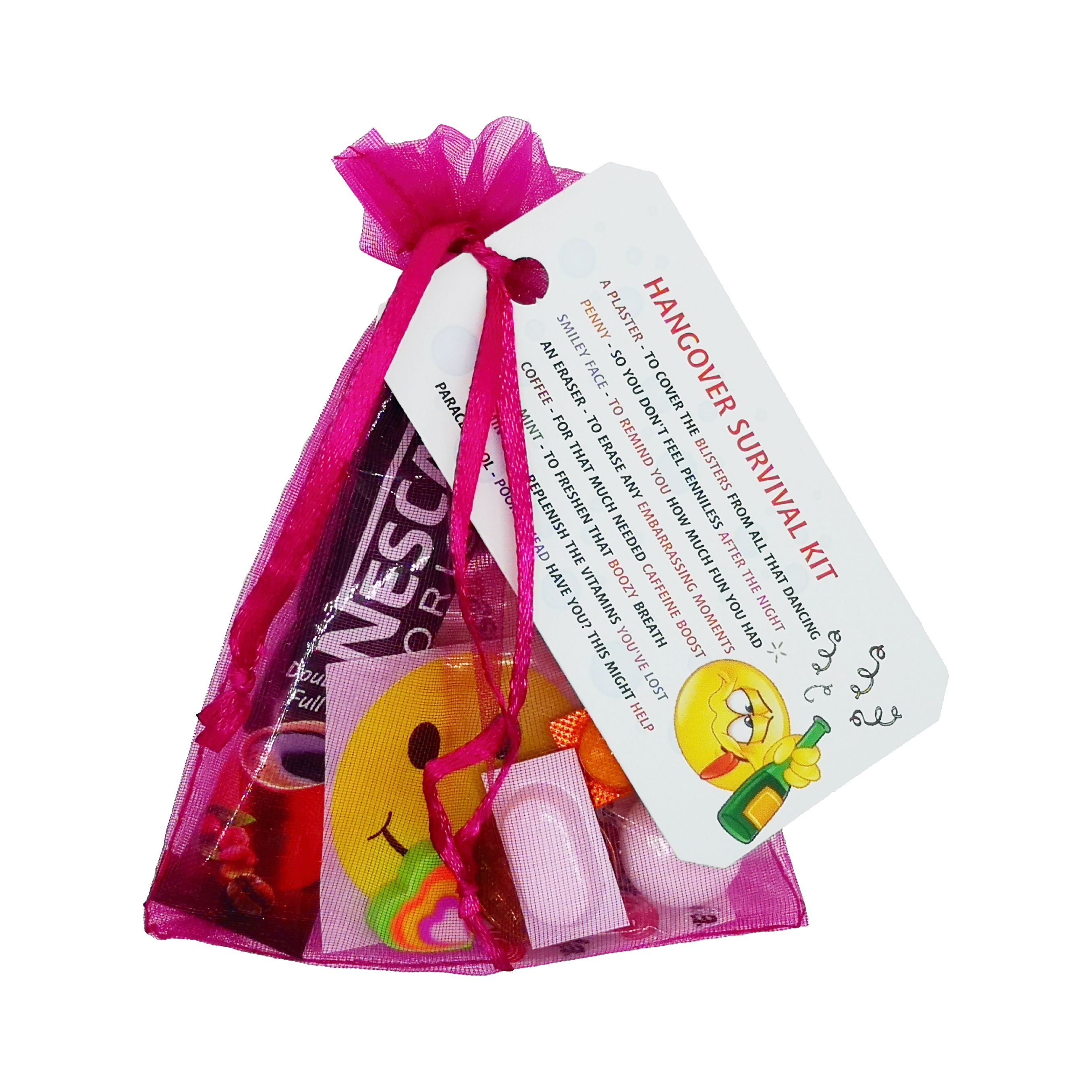 Personalised Pre Filled Hangover Survival Kit HOT PINK Organza - Etsy