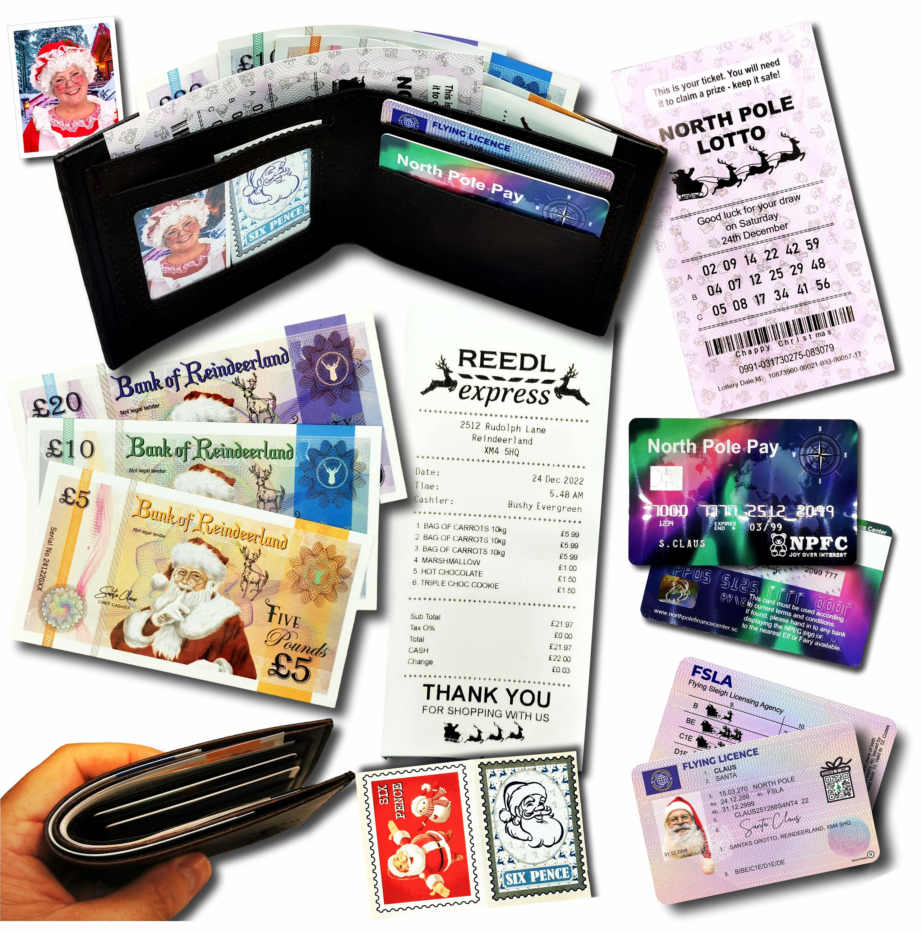 Santa's Lost Wallet With Contents Plastic Santa Flying - Etsy UK