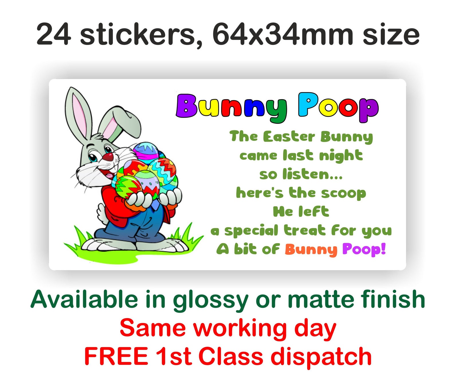 24x Easter Bunny Poop stickers labels for cakes sweets gift - Etsy ...