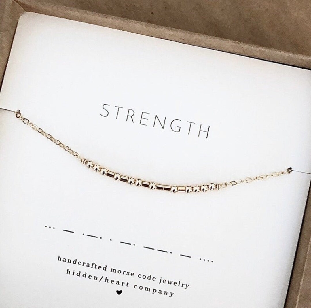 STRENGTH Morse Code Necklace, Be Strong, Encouragement Gift, Friendship Gift, Get Well Gift ...