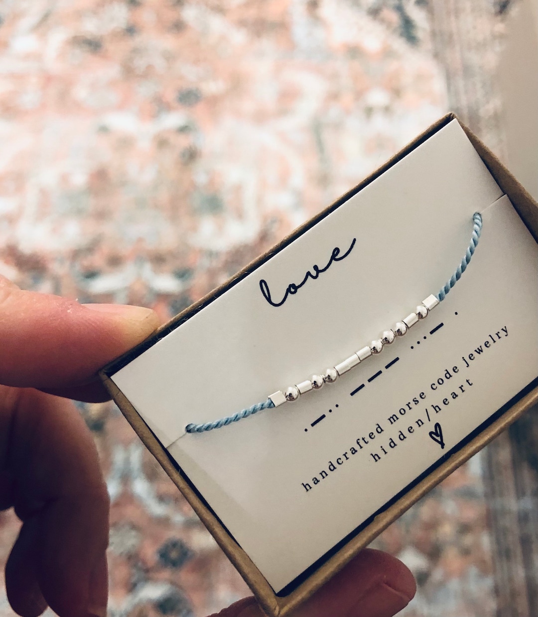 LOVE Morse Code Bracelet: Sterling Silver Silk String, Adjustable - Etsy