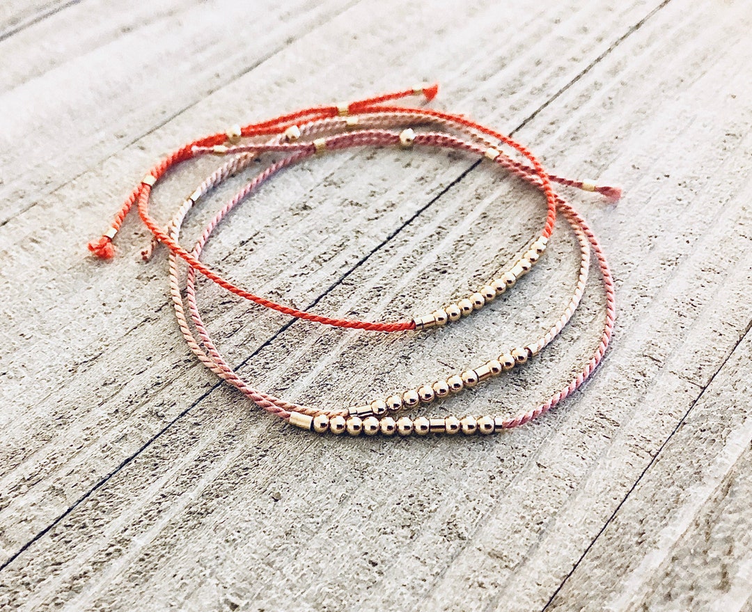 Bestie Morse Code Bracelet: Sterling Silver, Silk Thread, Adjustable - Etsy