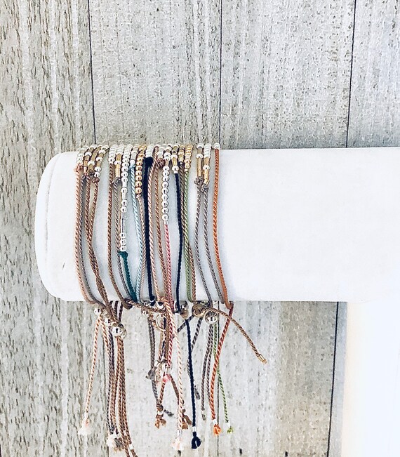 Morse Code Cord ADJUSTABLE Bracelet Gold Filled or Sterling | Etsy