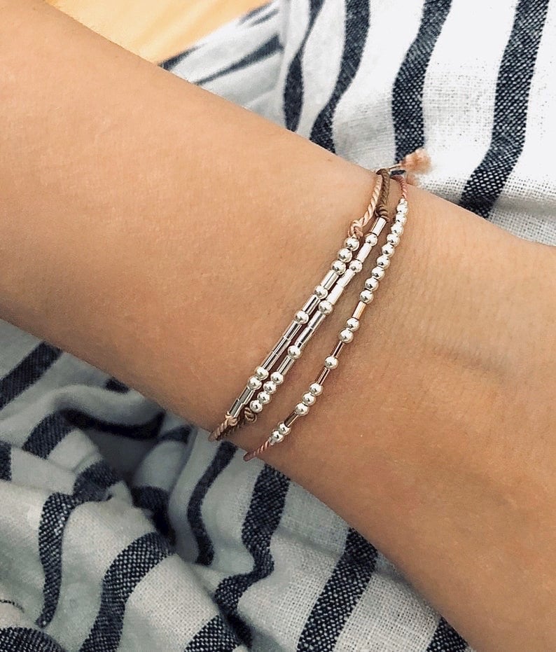 Morse Code Cord ADJUSTABLE Bracelet Gold Filled or Sterling | Etsy