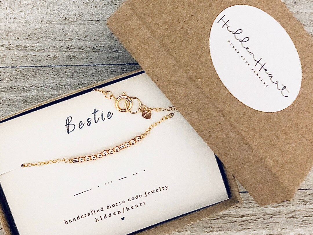 BESTIE Morse Code Bracelet: Gold Filled Sterling Silver Thread Bff Gift ...