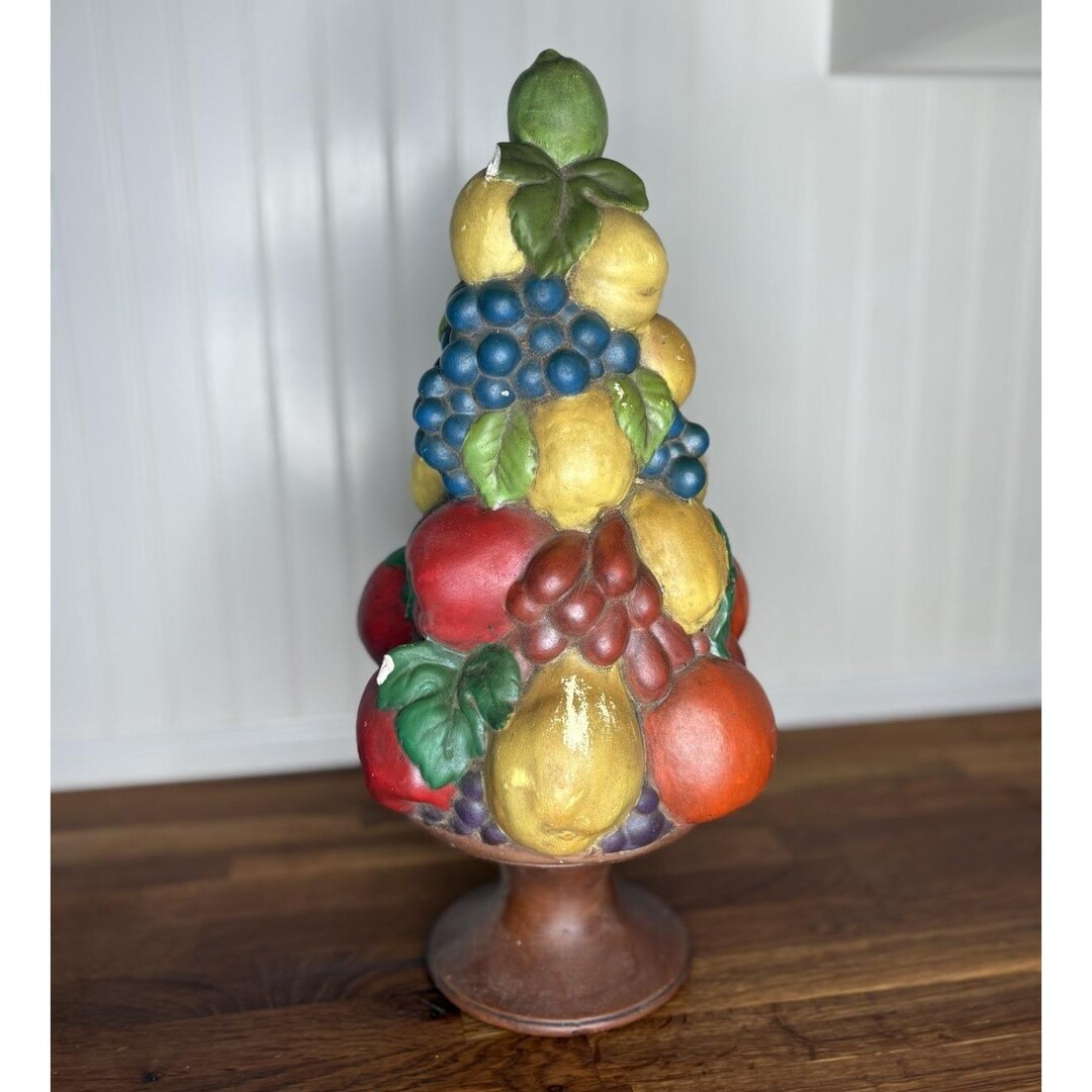 Vintage 70s Fruit Topiary Centerpiece 16.5" Tall Mid-century MCM Hand ...