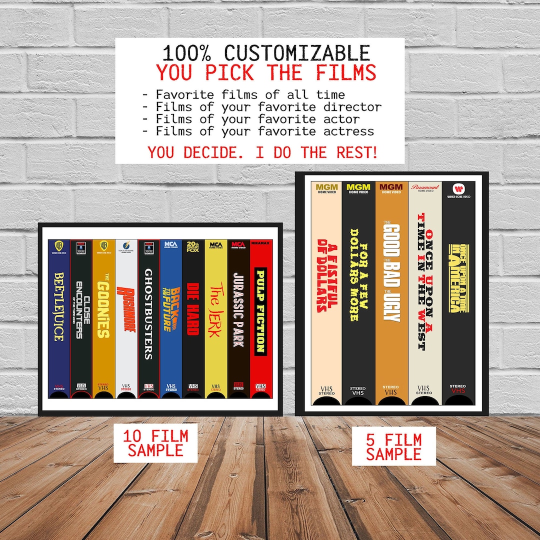 CUSTOM - 5 or 10 Film VHS Art Print - Personalized - You Pick the Films ...