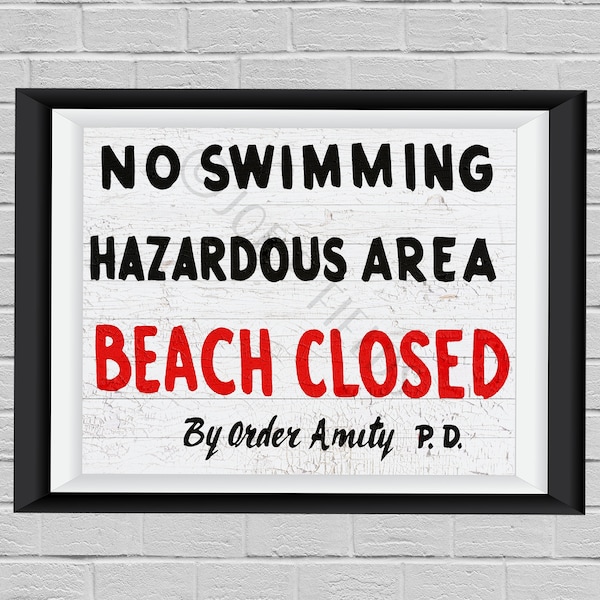 Jaws Beach Closed Sign - Etsy