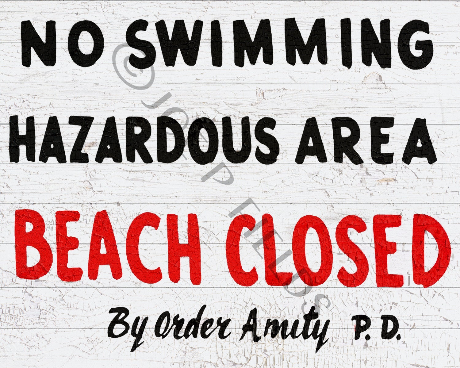 Jaws Amity Island beach Closed Sign Print - Etsy