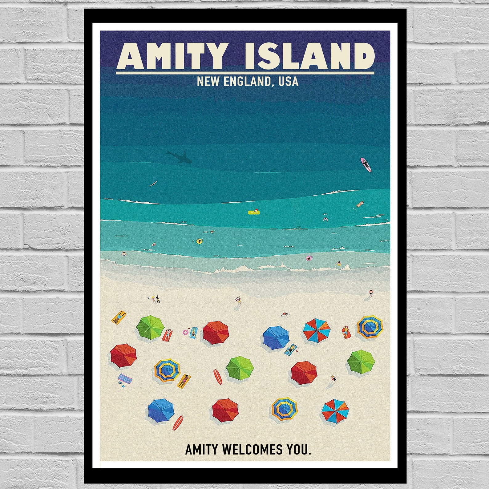 Jaws Amity Island Vintage Tourism Travel Style Poster - "amity Means ...