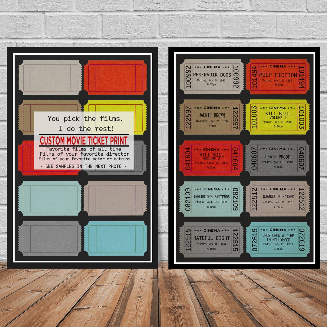 CUSTOM - 10 Film "movie Ticket" Art Print - Personalized - You Pick the ...