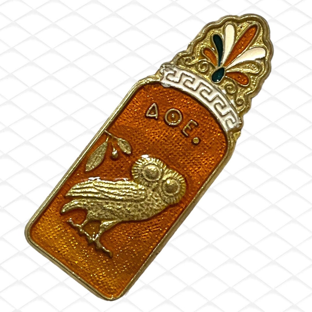 Vintage Brass Enamel Greek AOE Large Paper Clip Owl of Athena Parthenon ...