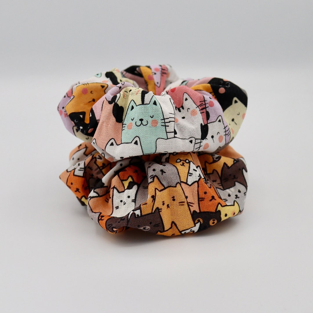 Cat Scrunchie Pack, Cute Cat Scrunchy Pack, Cartoon Kitty Cat Hair Tie ...