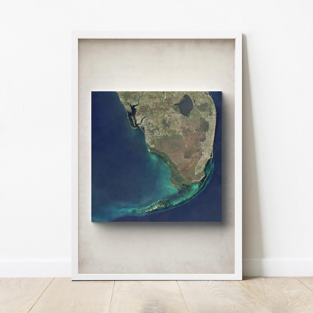 South Florida Topographic Map Poster | Styled Satellite Imagery ...