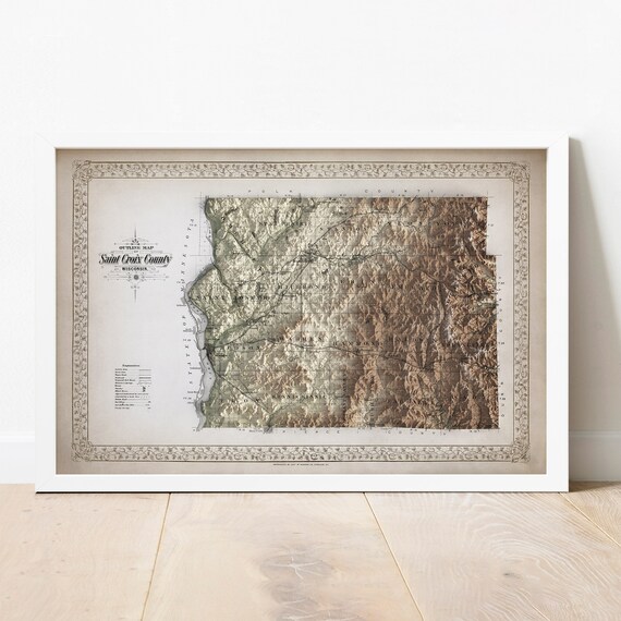 Saint Croix County Map 2D Giclée Print on Fine Art Matte - Etsy