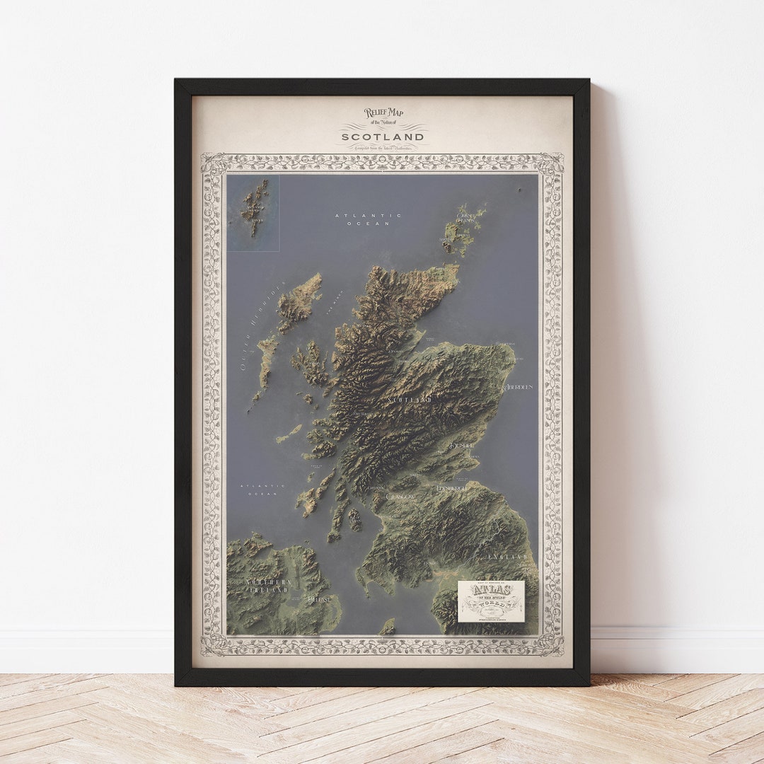 Scotland Topographic Map: Atlas Style Giclée Print - Etsy UK