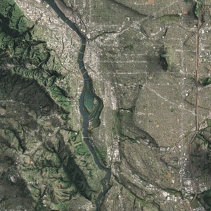 Portland, Oregon Map Satellite Elevation Map Map Art Topographic ...